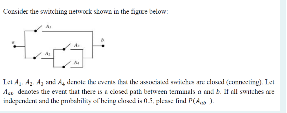 Solved Consider The Switching Network Shown In The Figure