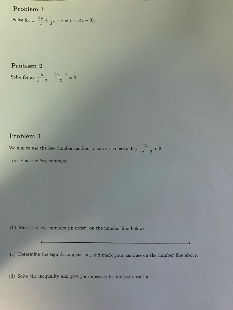 Solved Solve for x:23x+21x−x=1−3(x−3). Problem 2 Solve for | Chegg.com