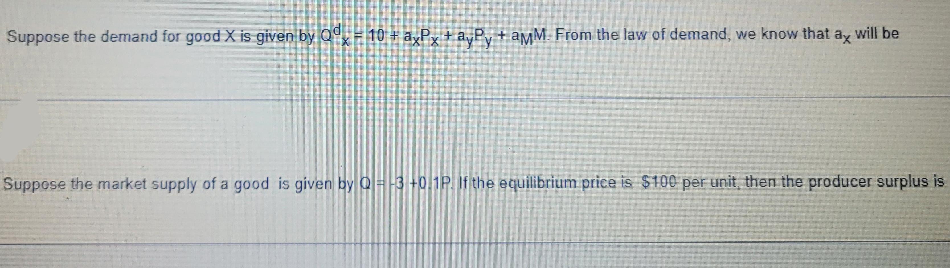 Solved Suppose the demand for good X is given by | Chegg.com