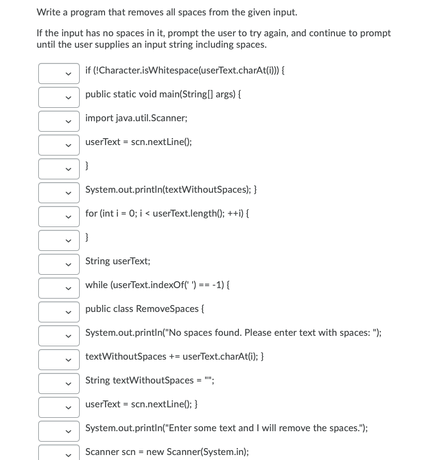 Solved Write a program that removes all spaces from the | Chegg.com