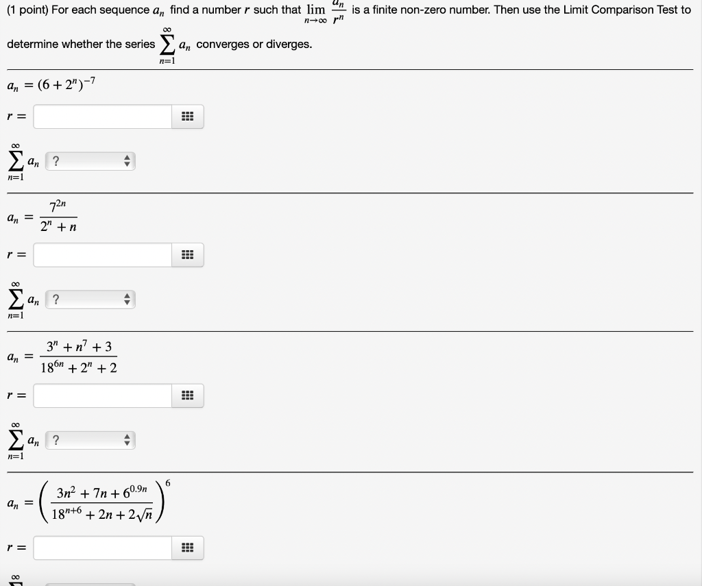 Solved (1 point) For each sequence a, find a number k such | Chegg.com