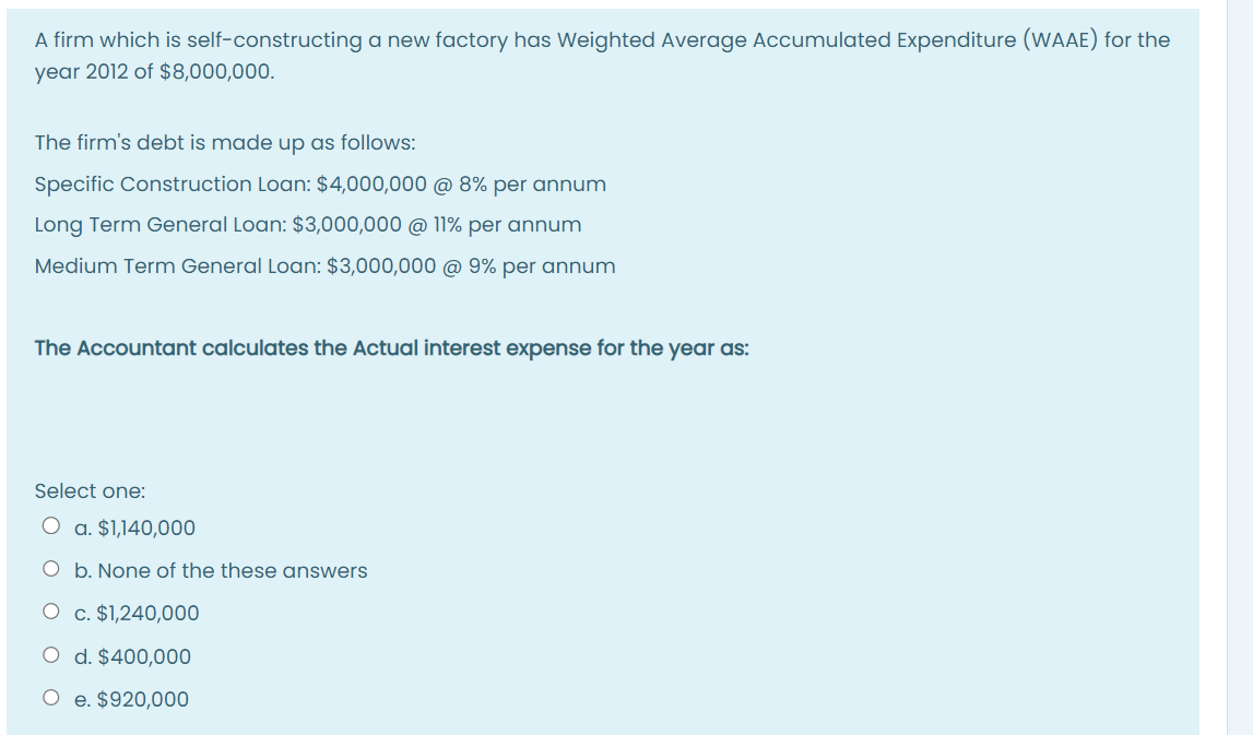 Solved A firm which is self-constructing a new factory has | Chegg.com