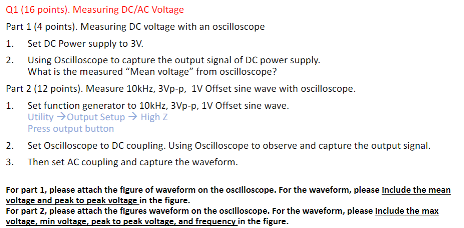Solved Q1 (16 points). Measuring DC/AC Voltage Part 1 (4 | Chegg.com