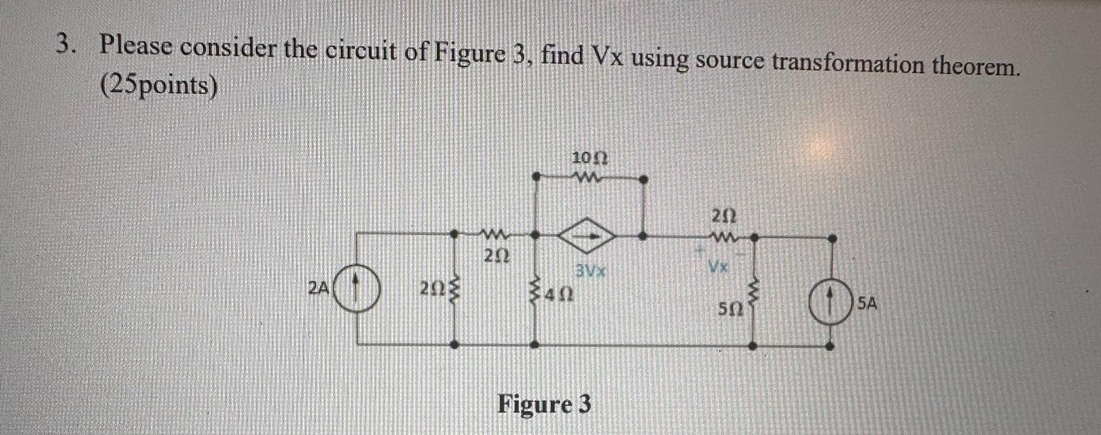 Solved 3. Please consider the circuit of Figure 3, find Vx | Chegg.com