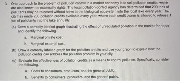 Solved 3. One approach to the problem of pollution control | Chegg.com