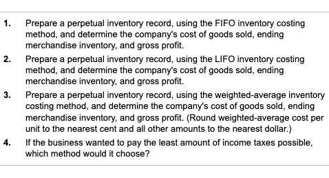 1. Prepare a perpetual inventory record, using the | Chegg.com