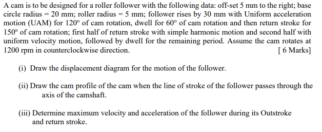 Solved A cam is to be designed for a roller follower with | Chegg.com