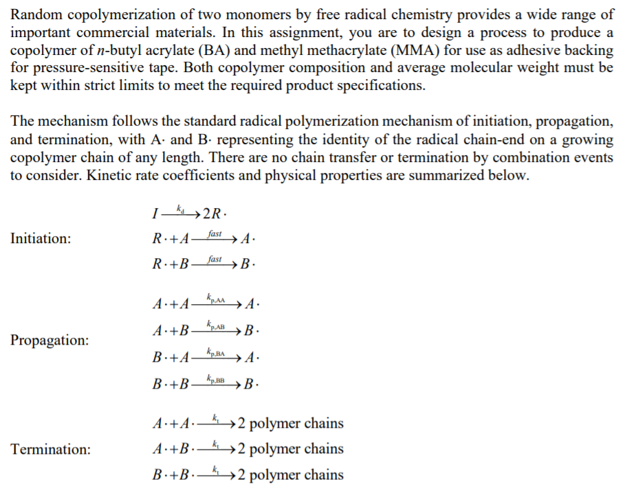 Random copolymerization of two monomers by free | Chegg.com
