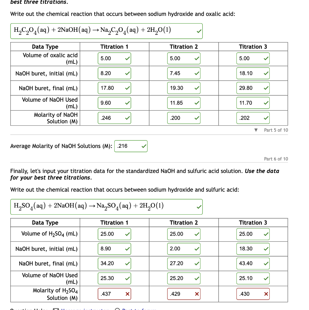Solved best three titrations. Write out the chemical | Chegg.com