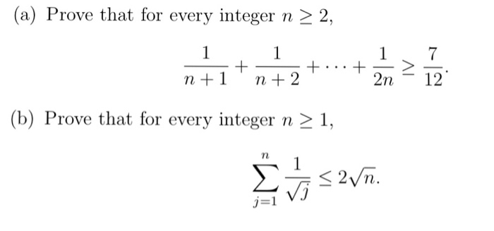 Solved (a) Prove that for every integer n 2 2, n+ n+ 2 2n 12 | Chegg.com