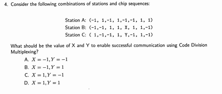 Solved 4. Consider the following combinations of stations | Chegg.com