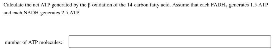 Solved Calculate the net ATP generated by the β-oxidation of | Chegg.com