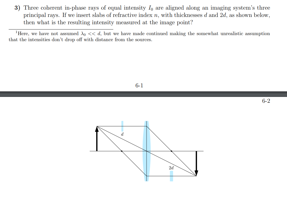 Solved 3) Three coherent in-phase rays of equal intensity I0 | Chegg.com