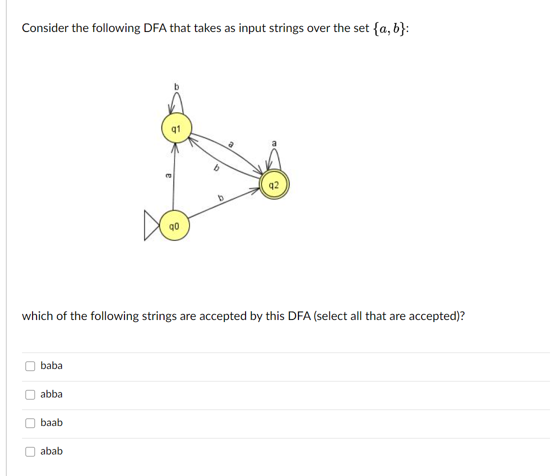 Solved Consider the following DFA that takes as input | Chegg.com