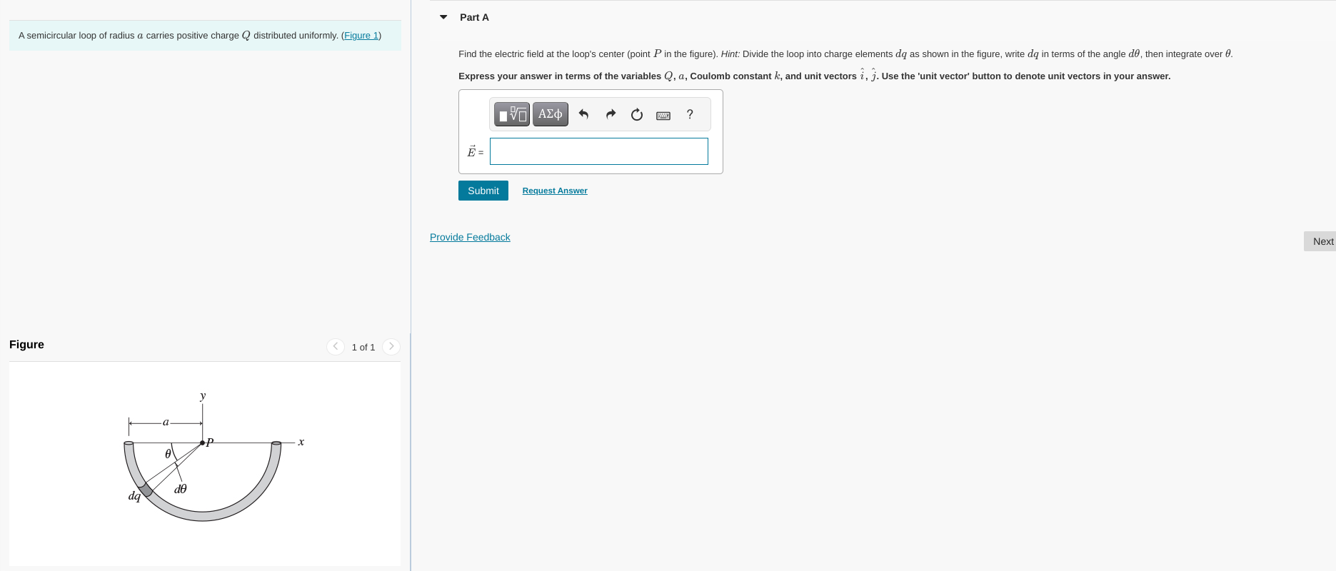 Solved A semicircular loop of radius a carries positive | Chegg.com