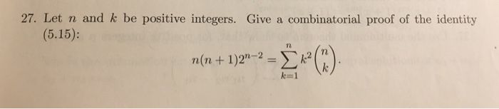 Solved Let n and k be positive integers. Give a | Chegg.com