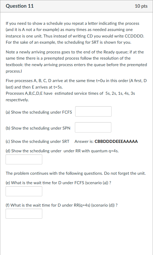 Solved If you need to show a schedule you repeat a letter | Chegg.com