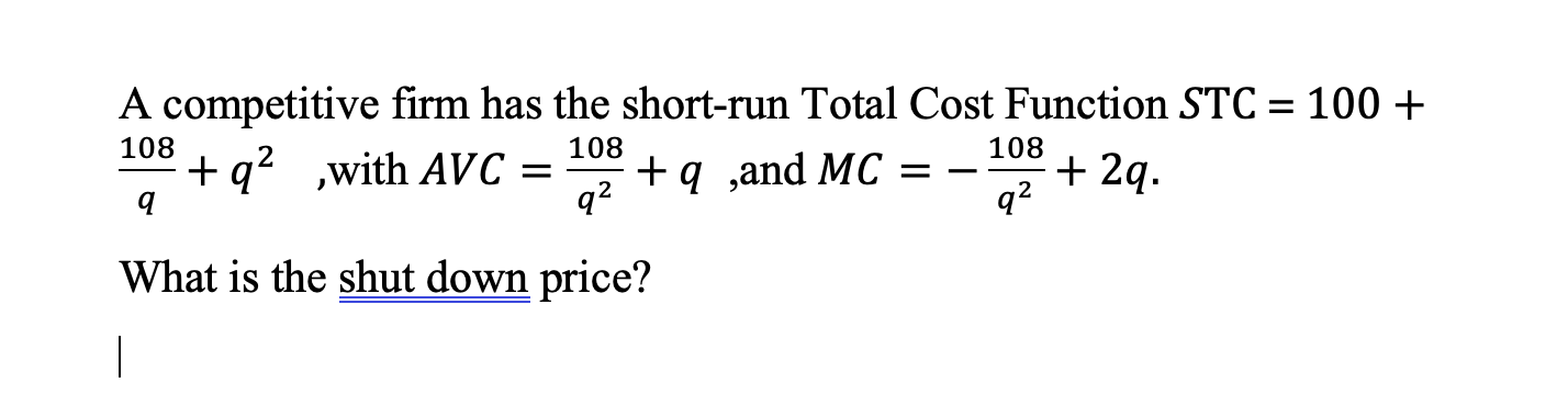 Solved A competitive firm has the short-run Total Cost | Chegg.com