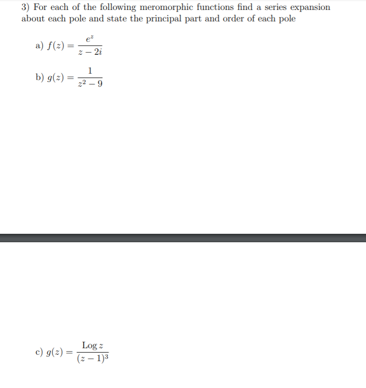 Solved 3) For each of the following meromorphic functions | Chegg.com