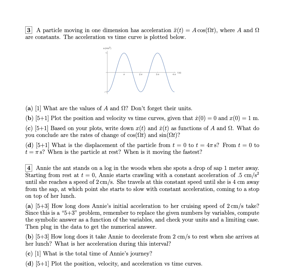 Solved 3 A particle moving in one dimension has acceleration | Chegg.com