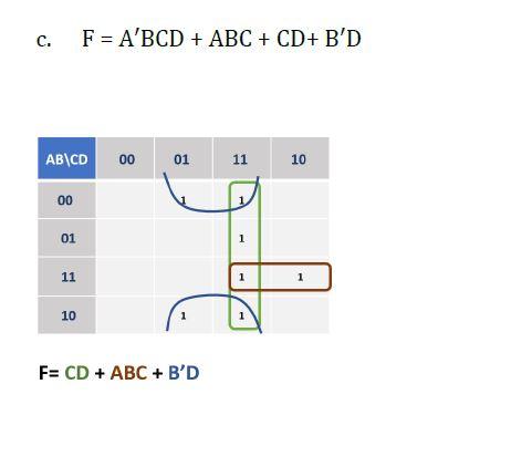Solved 5. Draw and fill in a K-map, produce minterms, | Chegg.com
