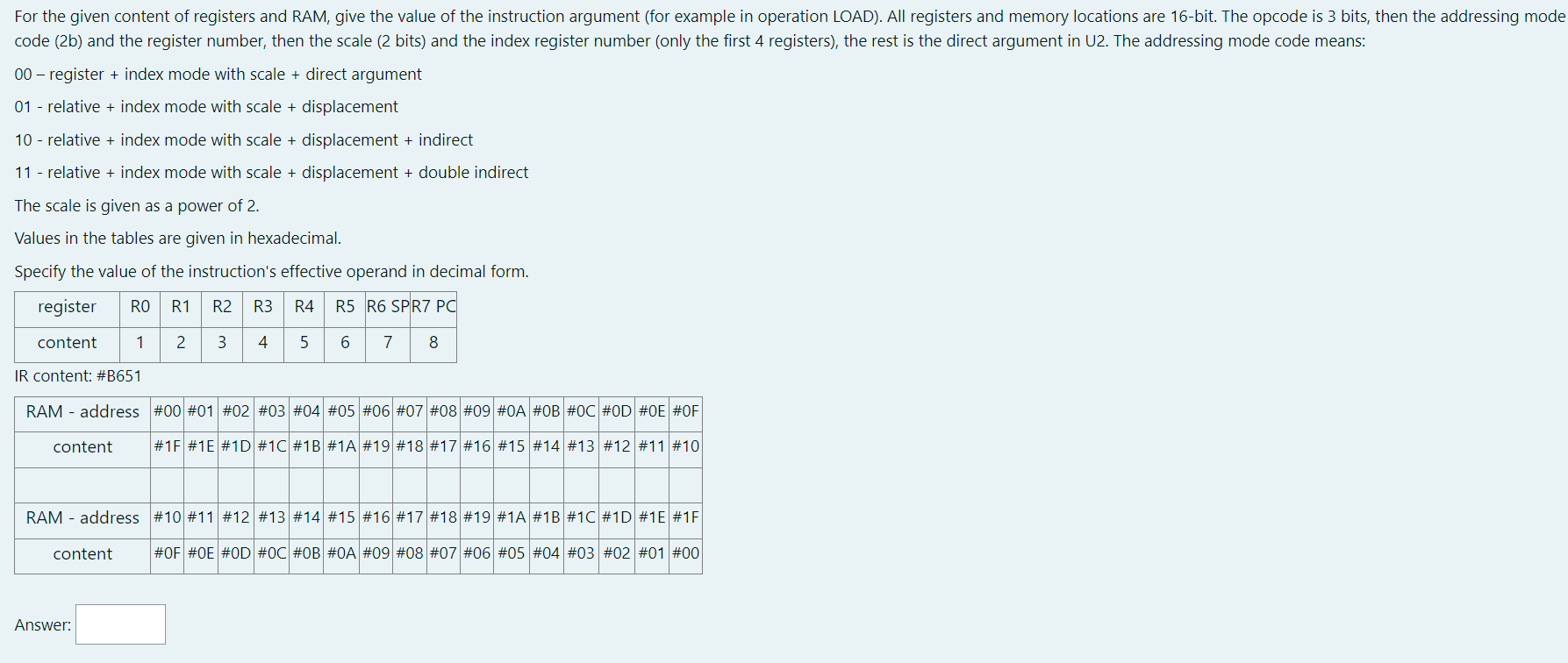 Solved 00 - register + index mode with scale + direct | Chegg.com