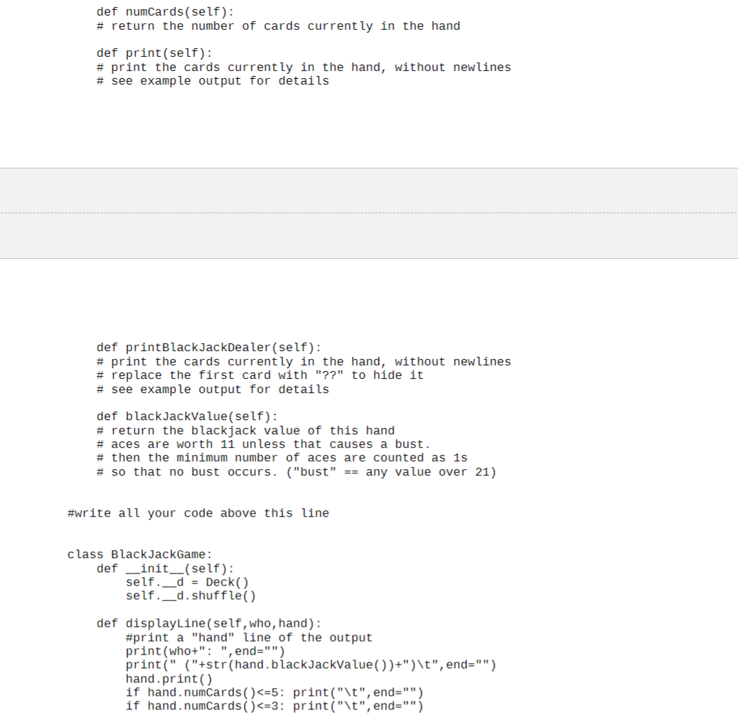 Solved Write the methods for three classes (Card, Deck, and | Chegg.com