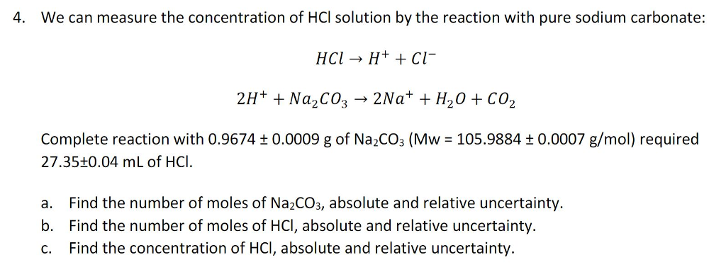 Solved We can measure the concentration of HCI solution by | Chegg.com