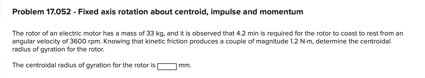 Solved Problem 17.052 - Fixed axis rotation about centroid, | Chegg.com