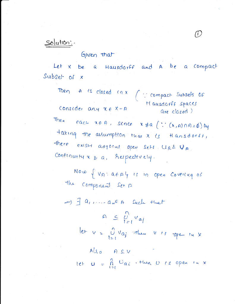 Solved Suppose is a compact subset of Hausdorff space and | Chegg.com