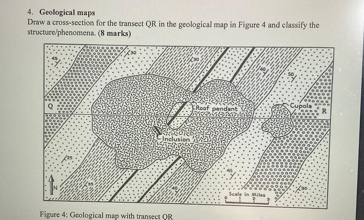 Solved 4. Geological maps Draw a cross-section for the | Chegg.com