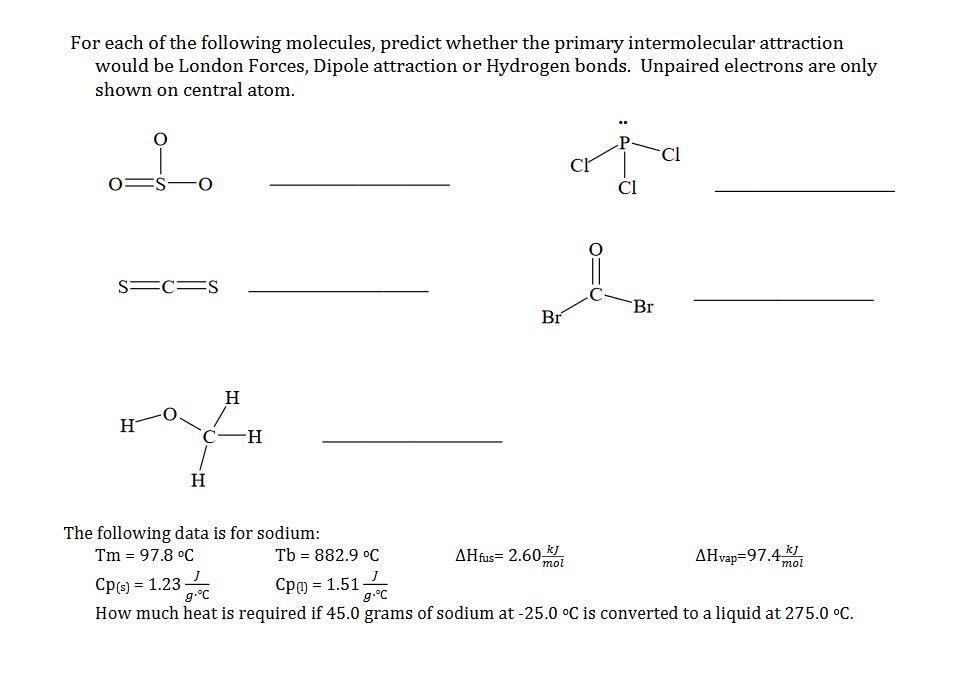 Solved For each of the following molecules, predict whether | Chegg.com