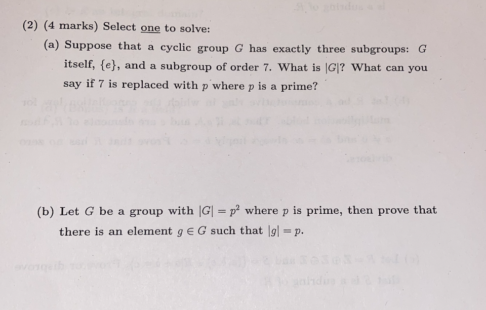 Solved 2a) Suppose that a cyclic group G has exactly three | Chegg.com