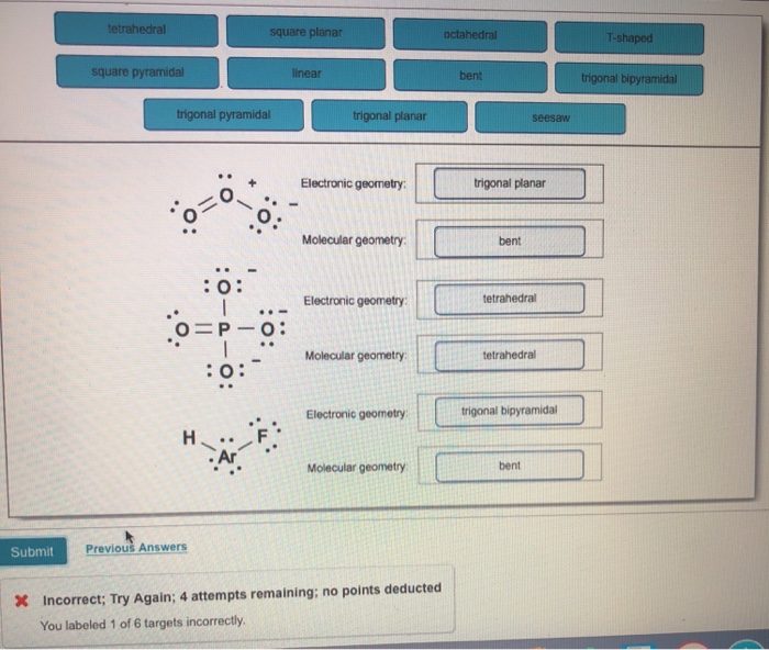 Solved etrahedral square planar octahedral T-shaped square | Chegg.com