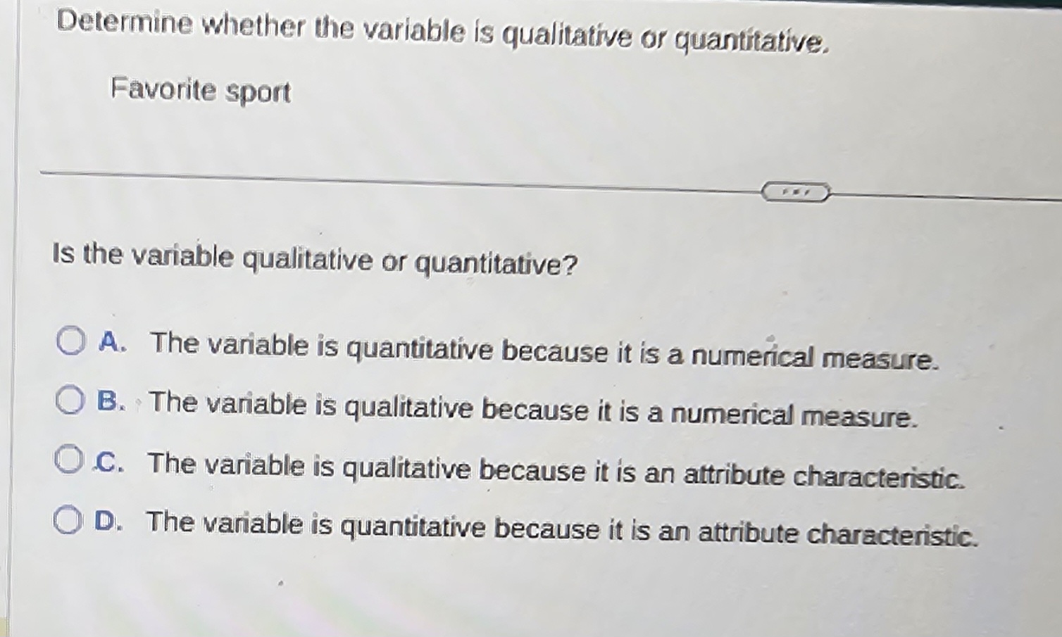Solved Determine whether the variable is qualitative or | Chegg.com Solved Determine whether the variable is qualitative or | Chegg.com