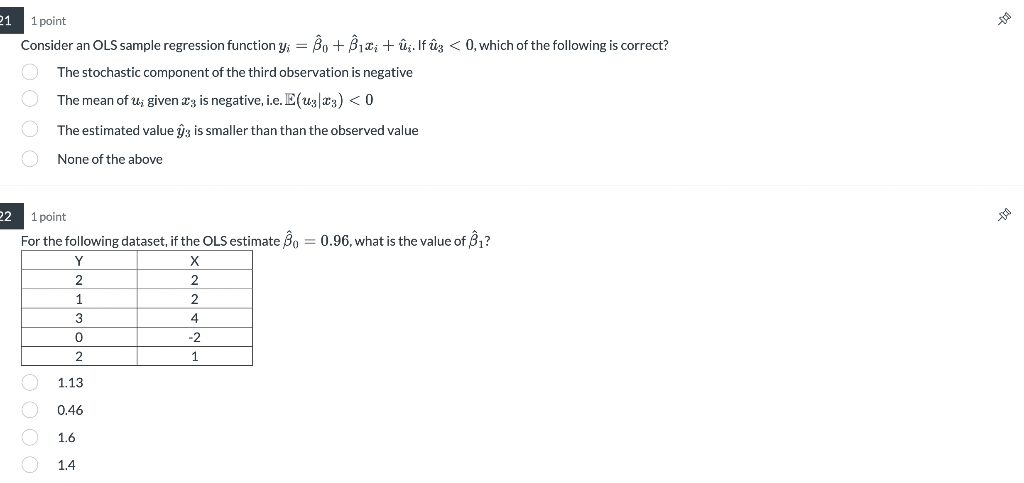 Solved Consider an OLS sample regression function | Chegg.com