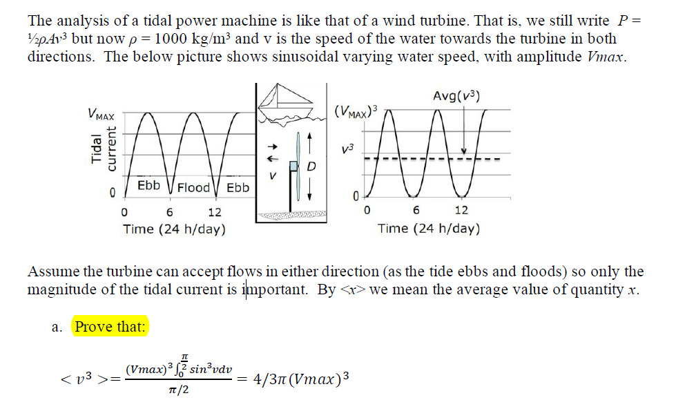 Solved The analysis of a tidal power machine is like that of | Chegg.com