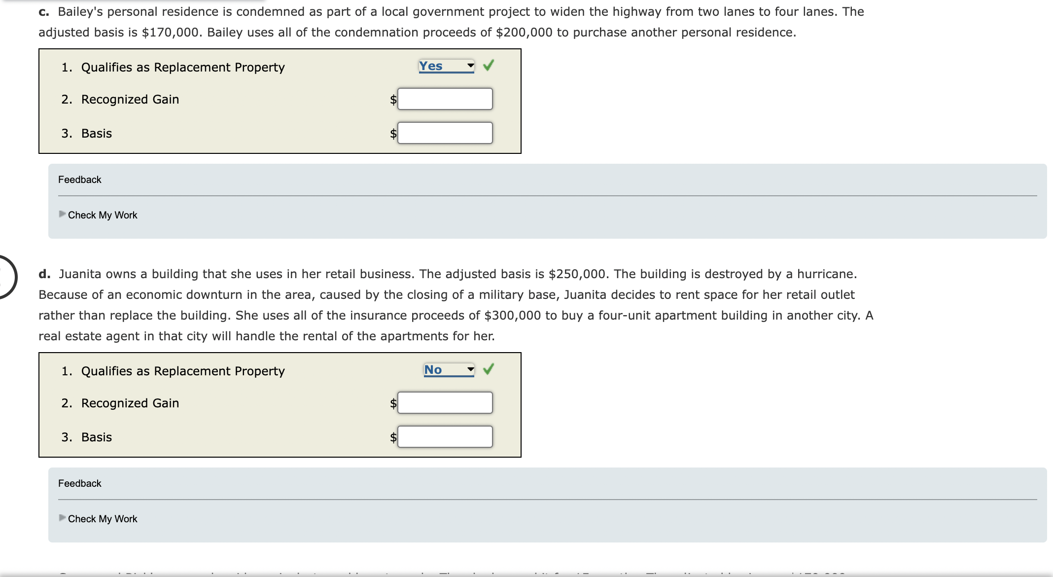 Solved For each of the following involuntary conversions, | Chegg.com