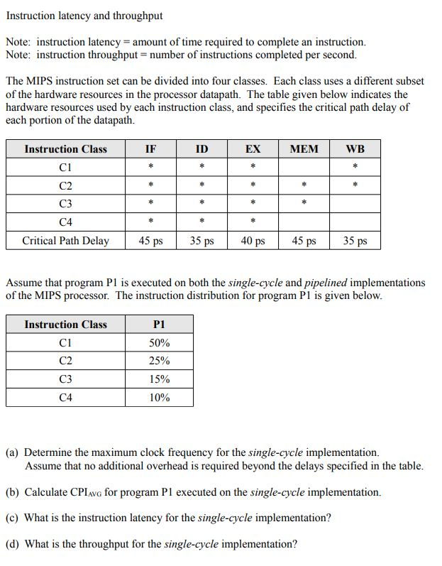 Solved Instruction latency and throughput Note: instruction | Chegg.com