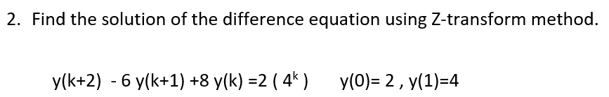 Find the solution of the difference equation using | Chegg.com