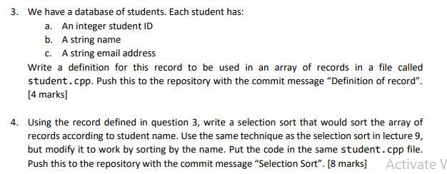 Solved 3. We have a database of students. Each student has: | Chegg.com