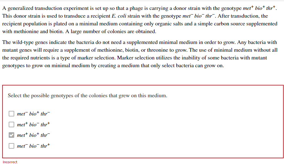Solved A generalized transduction experiment is set up so | Chegg.com