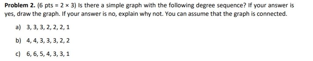 Solved Problem 2. (6 pts = 2 x 3) Is there a simple graph | Chegg.com