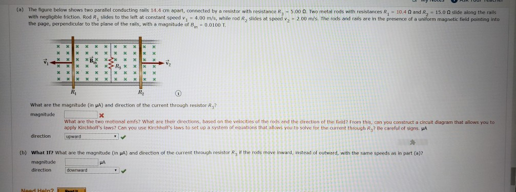 Solved (a) The figure below shows two parallel conducting | Chegg.com