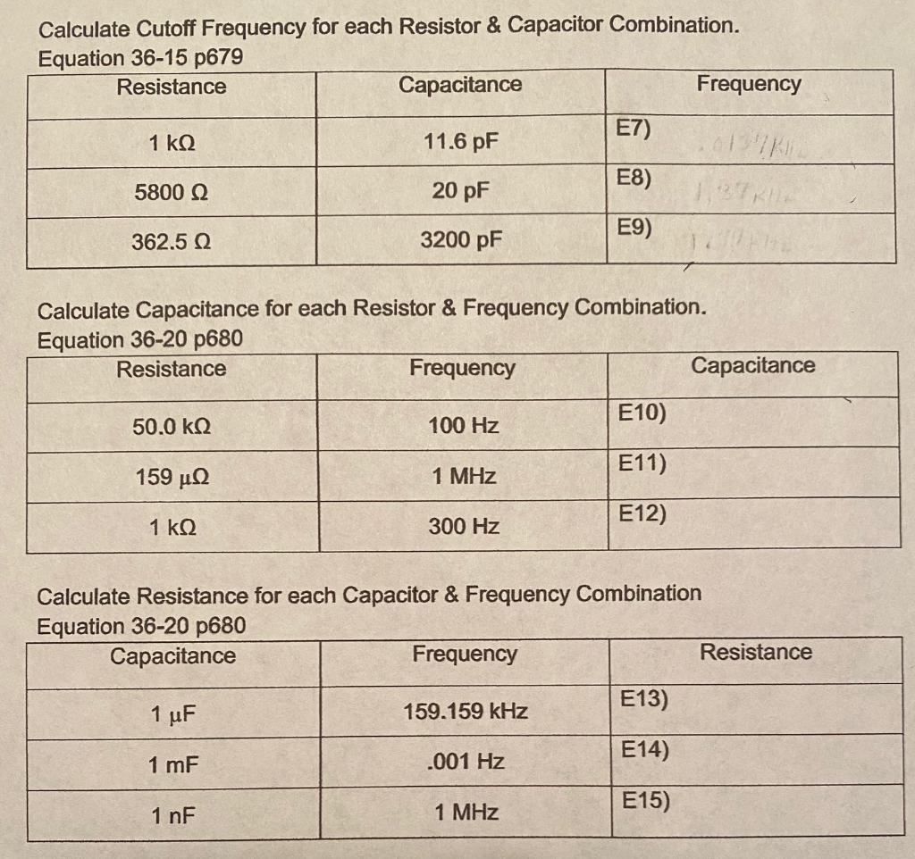 Solved Calculate Cutoff Frequency for each Resistor & | Chegg.com