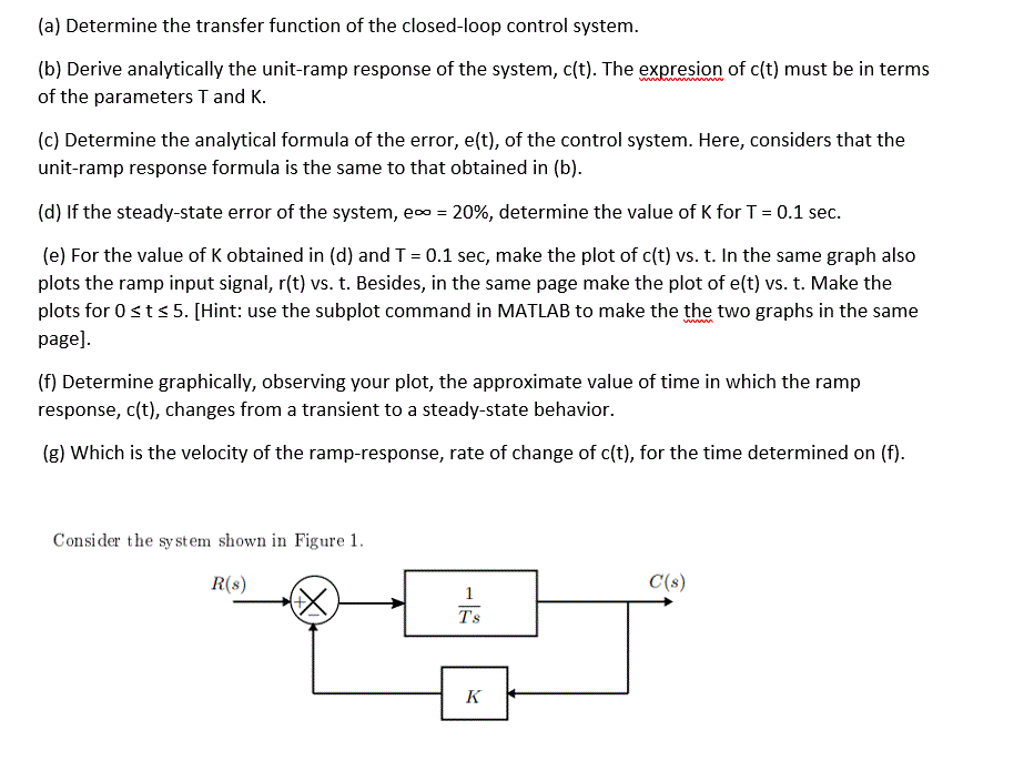 Solved (a) Determine the transfer function of the | Chegg.com