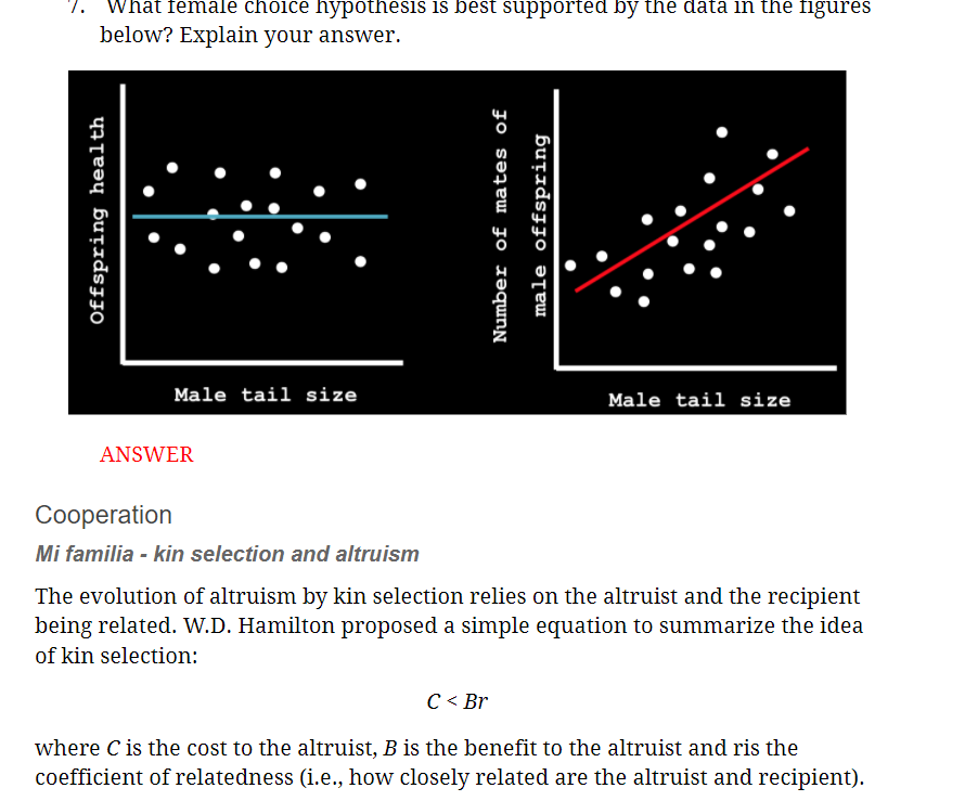 Solved What female choice hypothesis is best supported by | Chegg.com