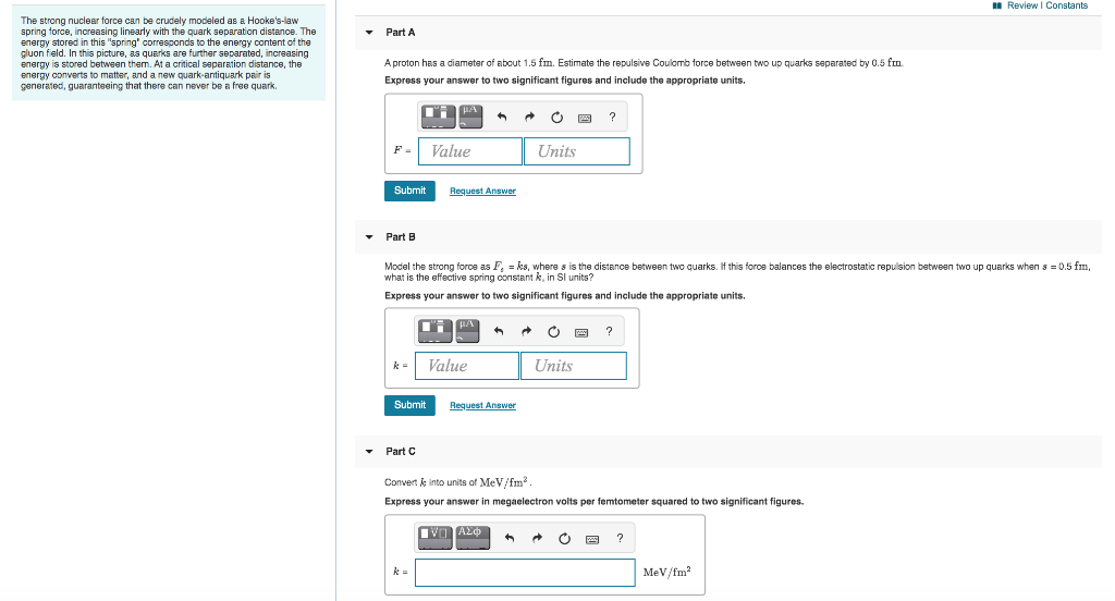 Solved Review | Constants Part A The strong nuclear force | Chegg.com