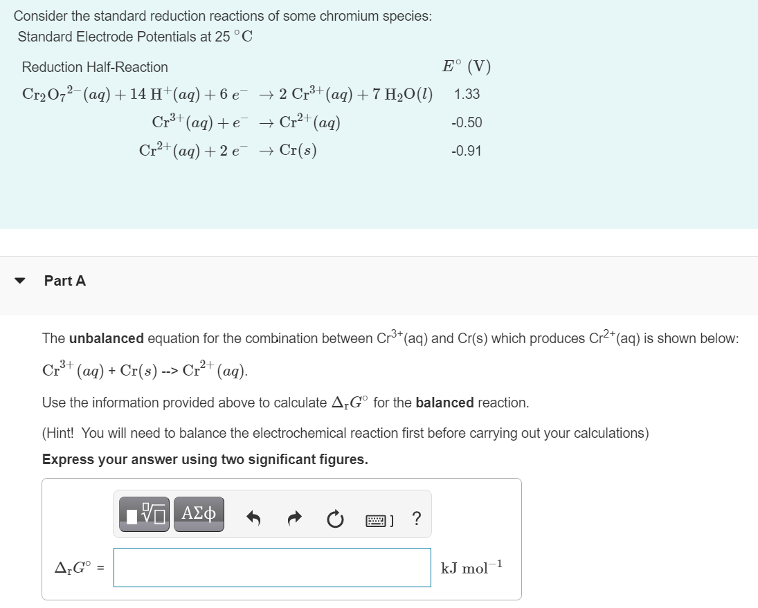 Solved Consider the standard reduction reactions of some | Chegg.com