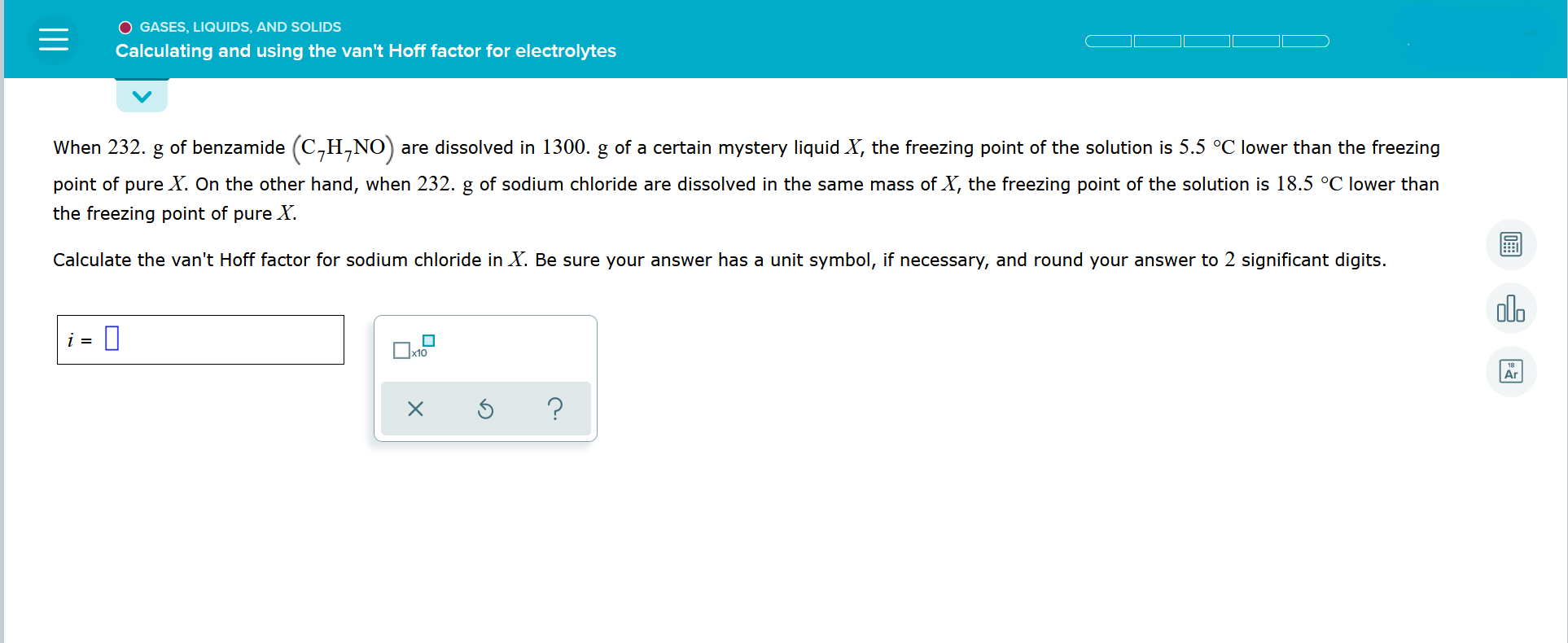 Solved = O GASES, LIQUIDS, AND SOLIDS Calculating and using | Chegg.com
